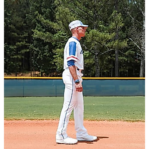 Mizuno Adult Men's Premier Pro Piped G2 Baseball Pant, White-Royal, Medium