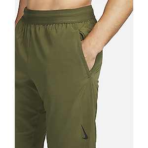Nike Yoga Men's Pants,Style: CU7378 (as1, Alpha, l, Regular, Regular, Rough Green/Black, Large, Regular)