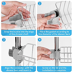 Buoluty Clawfoot Tub Shower Caddy(Shower Rod Not Included),Clawfoot Tub Accessories,Tub Caddy,SUS304 Stainless Steel Shower Shelves,Clawfoot Tub Soap Caddy(Silver)