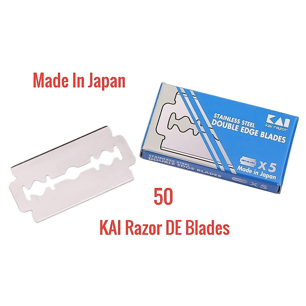 50 Stainless Steel Double Edge Safety Razor Blades from Kai Cutlery