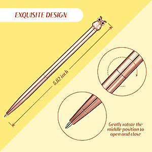 8 Pieces Owl Metal Ballpoint Pens, School Stationery Office Supplies, Cute Easter Supplies, Black Ink (4 Colors)