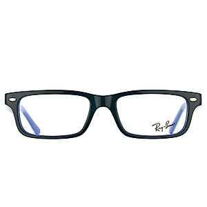 Ray-Ban Junior Kids' RY1535 Rectangular Prescription Eyeglass Frames, Dark Grey On Blue/Demo Lens, 48 mm