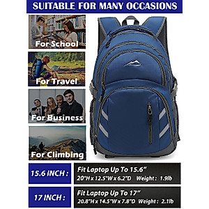 ProEtrade Backpack Bookbag for College Laptop Travel,Fit Laptop Up to 15.6 inch with USB Charging Port Multi Compartment Anti theft, Gift for Women Men (Blue)