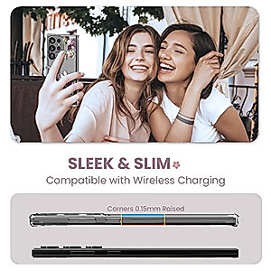 DagoRoo for Samsung Galaxy S23 Ultra Case with Tempered Glass Screen Protector, Girls Women Crystal Clear Flower Pattern Cases, Slim Fit Soft TPU + PC Shockproof Cover for Galaxy S23 Ultra (Purple)