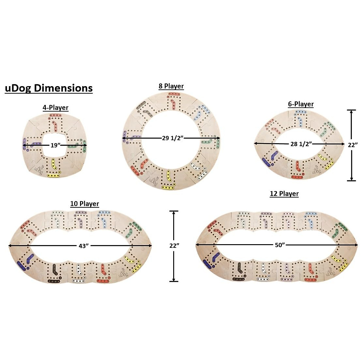 uDog Board Game | Old-Fashioned Fun for 2–12 Players | Handmade in The USA | Durable Wooden Pieces to Last a Lifetime | Family Game Night (8-Player)