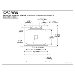Carefree 25" x 22" Single Bowl Self-Rimming Kitchen Sink