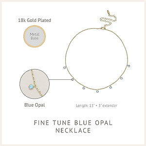 Ettika Choker Necklace for Women. Fine Tune Blue Opal 18k Gold Plated Necklace. Fashion Jewelry