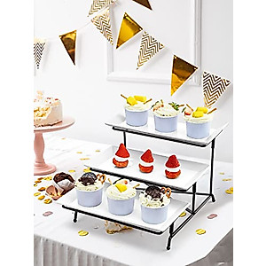 Yedio 3 Tier Serving Tray Set Porcelain Tiered Serving Trays Platters, Collapsible Sturdier Stand with Stable Cross Bars, 12 Inch Three Layer Serving for Party Entertaining Food Display Fruit Dessert