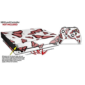 WraptorSkinz Decal Vinyl Skin Wrap Compatible with Xbox One X Console and Controller - Butterflies Pink