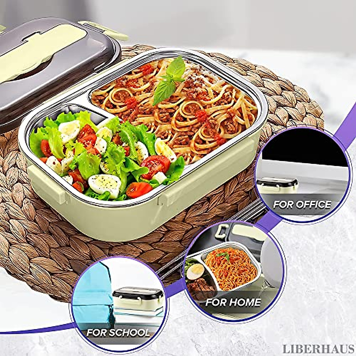 Stainless Steel Lunch Containers for Adults - Simple Modern Bento Lunch Box for Adults With Compartments Hot and Cold Lunch Boxes for Adults - Food Storage Containers Lunch Box Accessories for Adults