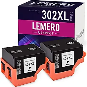 LemeroUexpect Remanufactured Ink Cartridge Replacement for Epson 302XL Ink Combo Pack 302 XL T302XL for Expression Premium XP-6000 XP-6100 Printer (Black, 2-Pack)