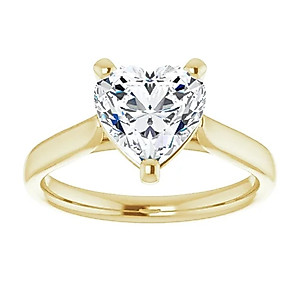 925 Silver, 10K/14K/18K Solid Gold Moissanite Engagement Ring,2.0 CT Heart Cut Handmade Solitaire Ring, Diamond Wedding Ring for Women/Her Anniversary Ring, Birthday Gift,VVS1 Colorless Ring