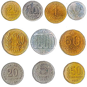 Argentina 10 Mixed Coins | Centavos | Pesos | Australes | Freedom Head | Sun of May | Since 1954