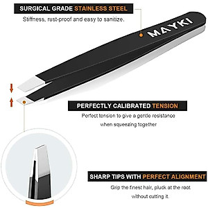 Eyebrow Tweezers Set 6 PCS, Professional Stainless Steel Eyebrow Tweezers Kit for Women/Men, Great Precision Tweezers Set for Eyebrow/Facial Hair Removal/Ingrown Hairs/Splinter/Tick Remover by MAYKI
