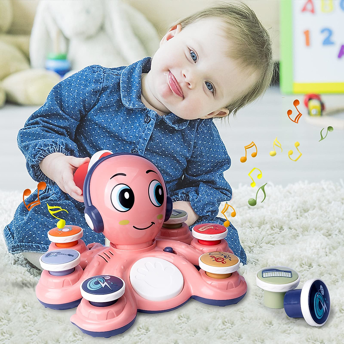 Baby Musical Toys Learning Toys for Toddlers, Octopus Music Toys, Preschooler Musical Educational Instruments Toy for Baby, Birthday Toys for Girls Boys