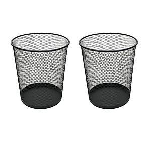 2-Pack Steel Mesh Round Trashcan Wastebasket for Trash in The Home, Office, or Garage, 6 Gallon, L x 28cm W x 23cm H x 35cm