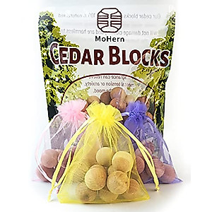 MoHern Cedar Balls for Clothes Storage, 30 Pcs Cedar Blocks for Clothes Storage, Cedar Chips for Clothes Storage