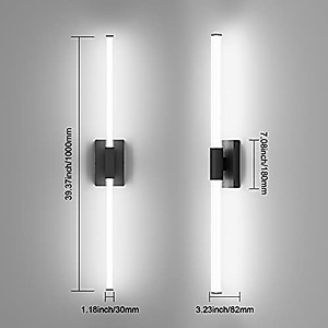 Ralbay 32inch Black Vanity Light for Bathroom Wall Mounted Lighting Bar Modern LED Vanity Lights Matte Black Bathroom Vanity Light Fixtures Over Mirror 28W 5500K White Light