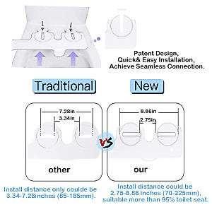 Bidet Attachment for Toilet, Dual Nozzle Sprays Adjustable Hot&Cold Water, Self-Cleaning and Retractable Nozzle, Toilet Seat Bidet Attachment for Rear, Feminine Wash