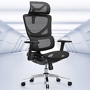 Ergonomic Mesh Office Chair - Home Office Desk Chair with Lumbar Support - Computer Chair Back Height Adjustable Black (Ergo Upgrade 518)