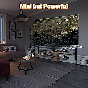 Amlink Mini Projector 2023 Upgraded Portable Projector 1080P Supported, 100 ANSI Home Theater Video Projector Compatible with iOS, Android, HDMI, TV Stick, USB, PC and Remote Contro