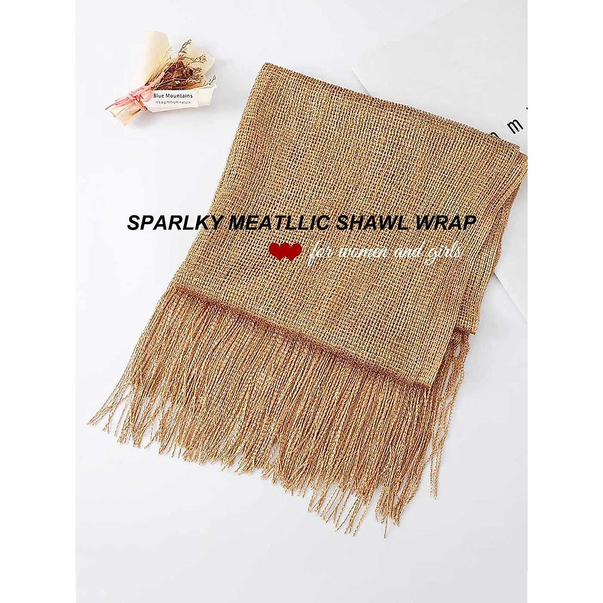 Aukmla Shawls and Wraps for Evening Dresses Party Scarf with Crystal Buckle Weddings Accessories for Bride and Bridesmaids (Gold)