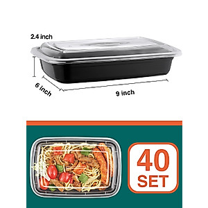 NEEBAKE 40 Sets 38oz Meal Prep Container - Reusable Plastic Food Storage Containers with Lids, Fits Microwave, Freezer and Dishwasher Safe
