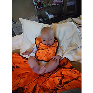 Realtree Blaze Orange Camo Baby Blanket Super Soft Faux Suede Front Microfur Backing 34 x 34 Camo Receiving Blanket