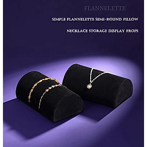 Dreamhousey 2 Pack of Flannel semi-round pillow jewelry display stand, Chain necklace bracelet pendant holder jewelry store counter display props for selling (2, black)