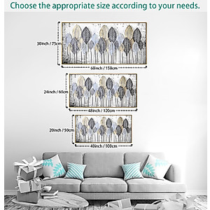 Wall Art Light modern Abstract Canvas wall art Black and white leaves Frames - Canvas Painting artwork Wall Art Print Poster for Living Room Decoration 24"x48"with Framed