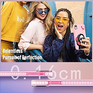 Toycamp for iPhone XR Case with Ring Kickstand, Cute Design for Women Girls Girly Boys Teens Skeleton Skull Cartoon Print Case Cover for iPhone XR (6.1 Inch)