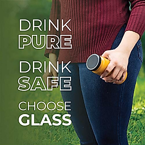 Travel Glass Drinking Bottle Mason Jar 16 Ounce [12-Pack] Plastic Airtight Lids, Reusable Glass Water Bottle for Juicing, Smoothies, Kombucha, Tea, Milk Bottles, Homemade Beverages Bottle,