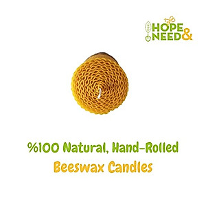Hope&Need Beeswax Pillar Candles- Big Size 1 Piece(5.5 inches x 2.3 inches) 0 Pure Bees Wax Candles for Home Decoration, Healthy and Natural Honeycomb, Hand-Rolled Beeswax Candle, No Chemicals