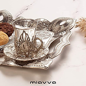 Serving Tray, Vintage Serving Metal Tray for 6 People (Premium Silver)