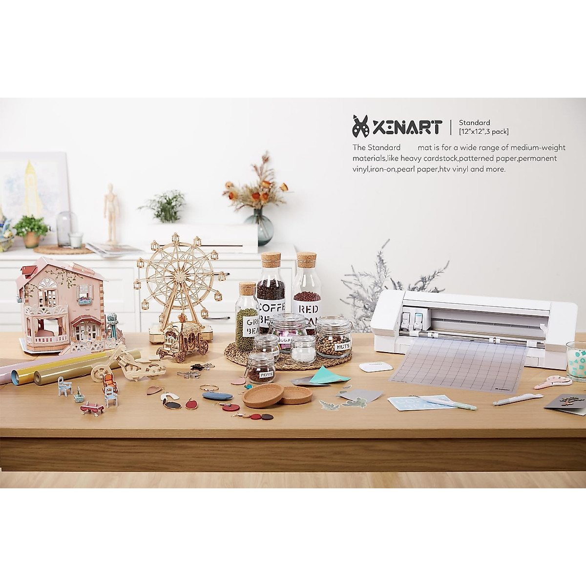 XINART StandardGrip Cutting Mat for Silhouette Cameo 4/3/2/1(3 Mats,12x12 inch) Standard Grip Adhesive Sticky Accessories Craft Vinyl Replacement Cut Mats for Silhouette Cameo