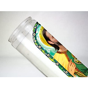 LitFriends Saint Keanu Reeves Celebrity Prayer Candle: Non Scented | 8 inch Glass Prayer Votive - 100% Handmade in USA | Funny Gift Idea