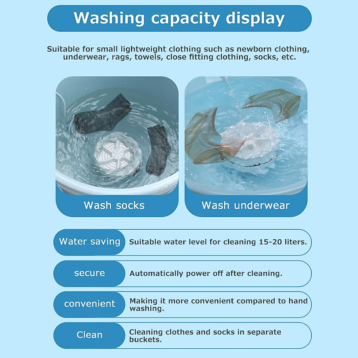 UEncounter Portable Washer USB Powered Cleaning Washing Machine Mini Turbo Washer for Socks Underwear and Baby Clothes
