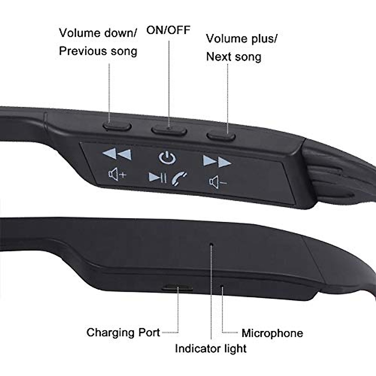 QT S Bone Conduction Headphones Bluetooth with Mic Titanium Lightweight Open-Ear Wireless Stereo Music IP65 Water & Sweat Resistant Answer Phone Call for Running Hiking Driving Bicycling Earphone