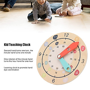 VBESTLIFE, 3 Layers Interesting Educational Composite Wood 15x15cm Cute Kid Teaching Clock for School Classrooms Homes