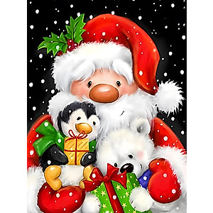 Christmas Diamond Art Painting Kits for Adults - 5D Round Full Drill Diamond Dots Paintings for Beginners, Paint with Diamonds Santa Claus Gem Art Painting Kits DIY Adult Crafts Kits 12x16inch