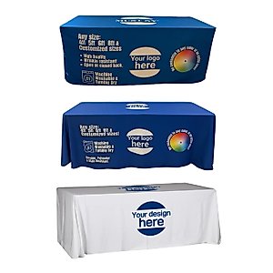 Personalized Customized with Logo Table Cloth 4FT 6 FT 8 FT Table for Tradeshow Events Birthday Wedding Anniversary Tradeshow Mantel Personalizado (Rectangle 6FT30 x 72" x 30" No Pleats no Back)