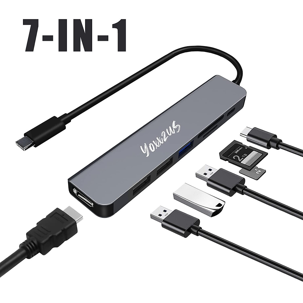 yoxxzus USB-C Hub Multiport Adapter for Switch/Switch OLED/MacBook/iPad Pro/Laptop