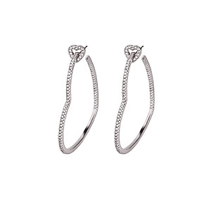 CEYIYA Heart Hoop Earrings - CZ Heart Hoop Earrings in Gold/White Gold for Women - Heart Earrings CZ Paved