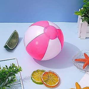 Whaline 50 Pieces 5 Inch Pink and White Inflatable Beach Ball Round Pool PVC Balls Cute Game Toys for Summer Hawaiian Tropical Theme Beach Party Decorations Water Sand Game Accessory
