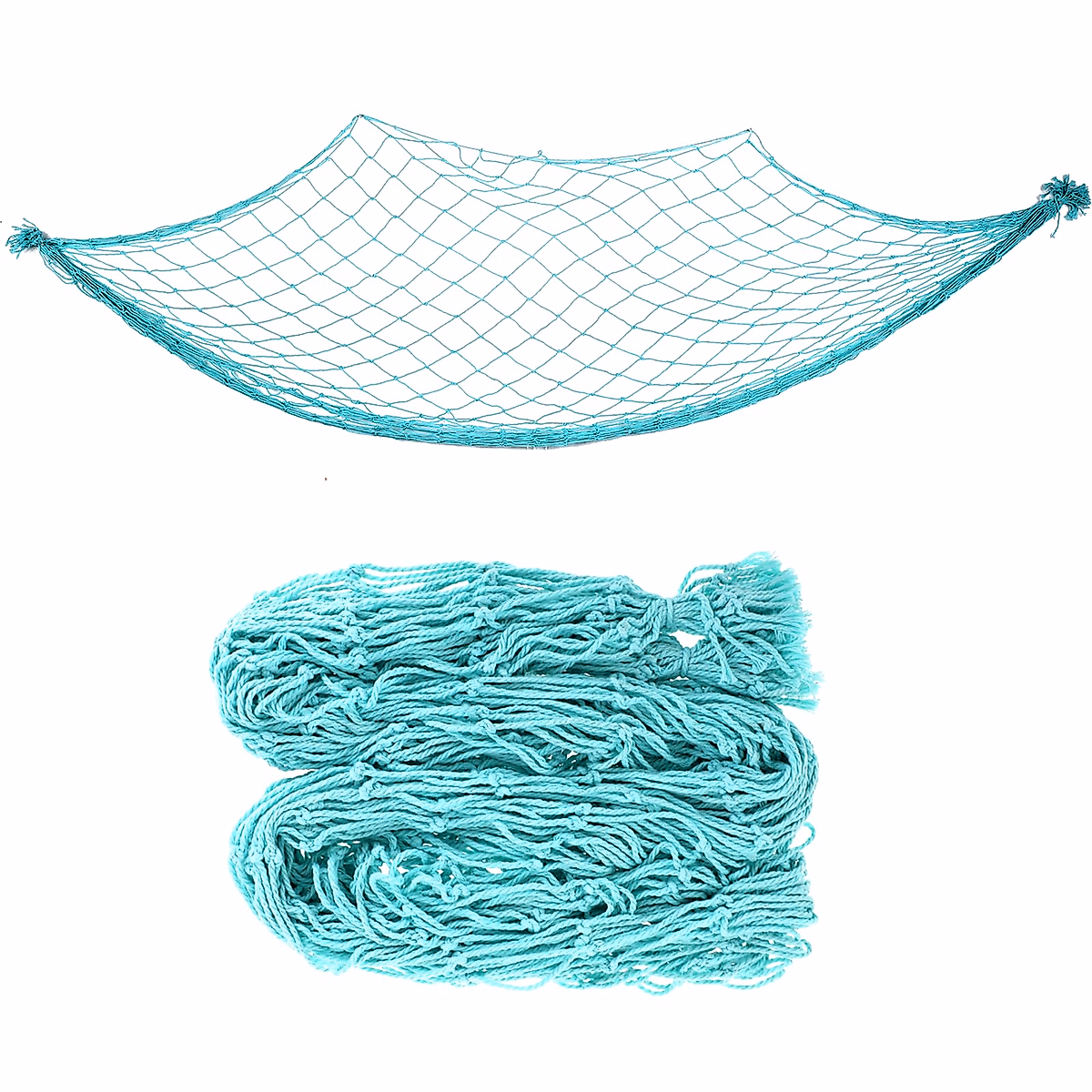 1 Pack Fish Net Decorations for Party, Natural Cotton Fish Net Party Decorations for Pirate Party, Luau Tropical Nautical Beach Table Cover, Nautical Themed Cotton Fishnet Party Accessory (Lake Blue)