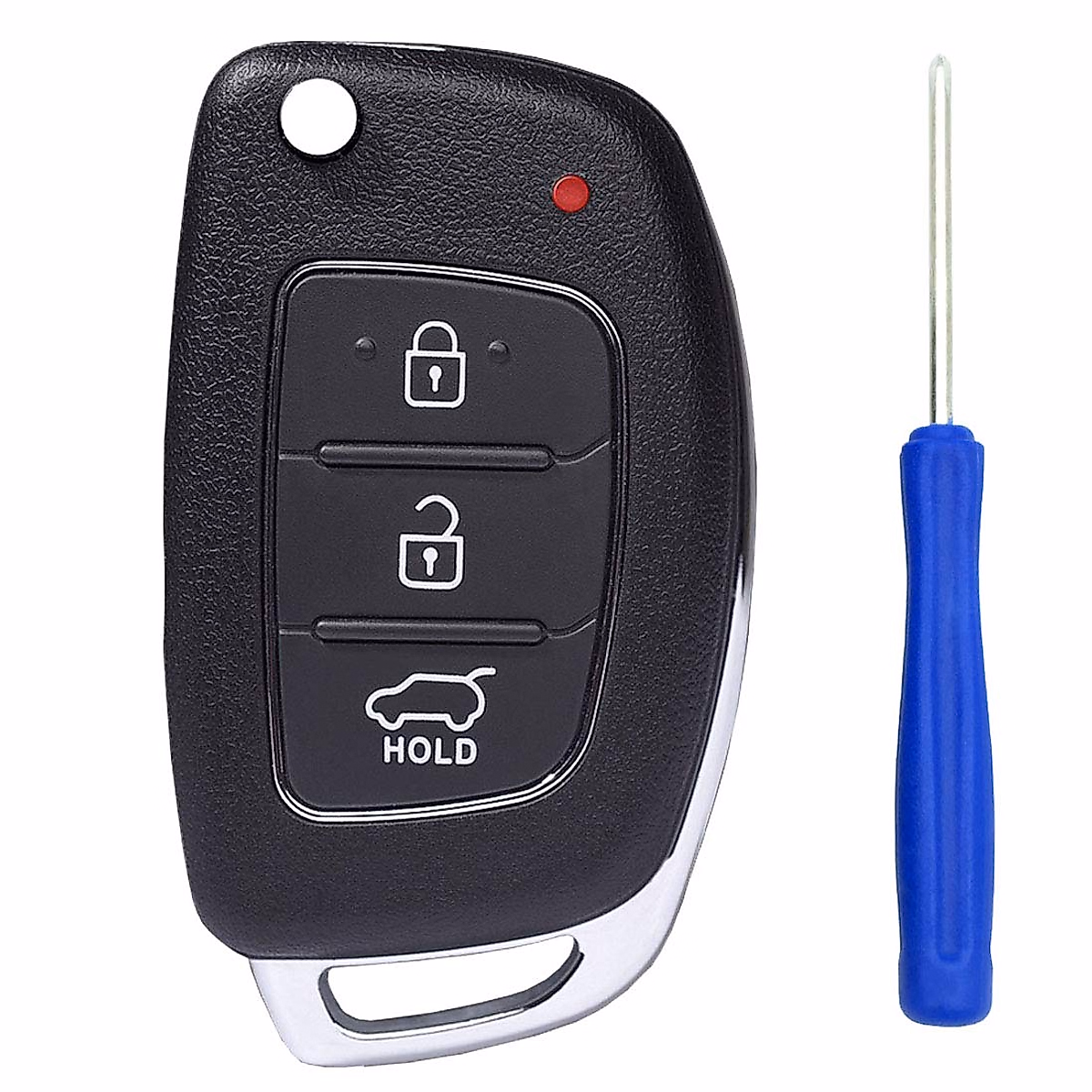 3 Buttons Keyless Entry Remote Shell Case for Hyundai Santa Fe Sonata Replacement Flip Folding Smart Car Key Fob Repair with Uncut Blade