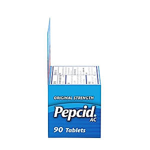 Pepcid AC Original Strength Heartburn Relief Tablets, Prevents & Relieves Heartburn Due to Acid Indigestion & Sour Stomach, 10 mg Famotidine to Reduce & Control Acid, Fast-Acting, 90 Ct