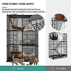 YITAHOME Cat Cage Indoor Cat Enclosures DIY Cat Playpen Metal Kennel with Extra Large Hammock for 1-2 Cats, Ferret, Chinchilla, Rabbit, Small Animals