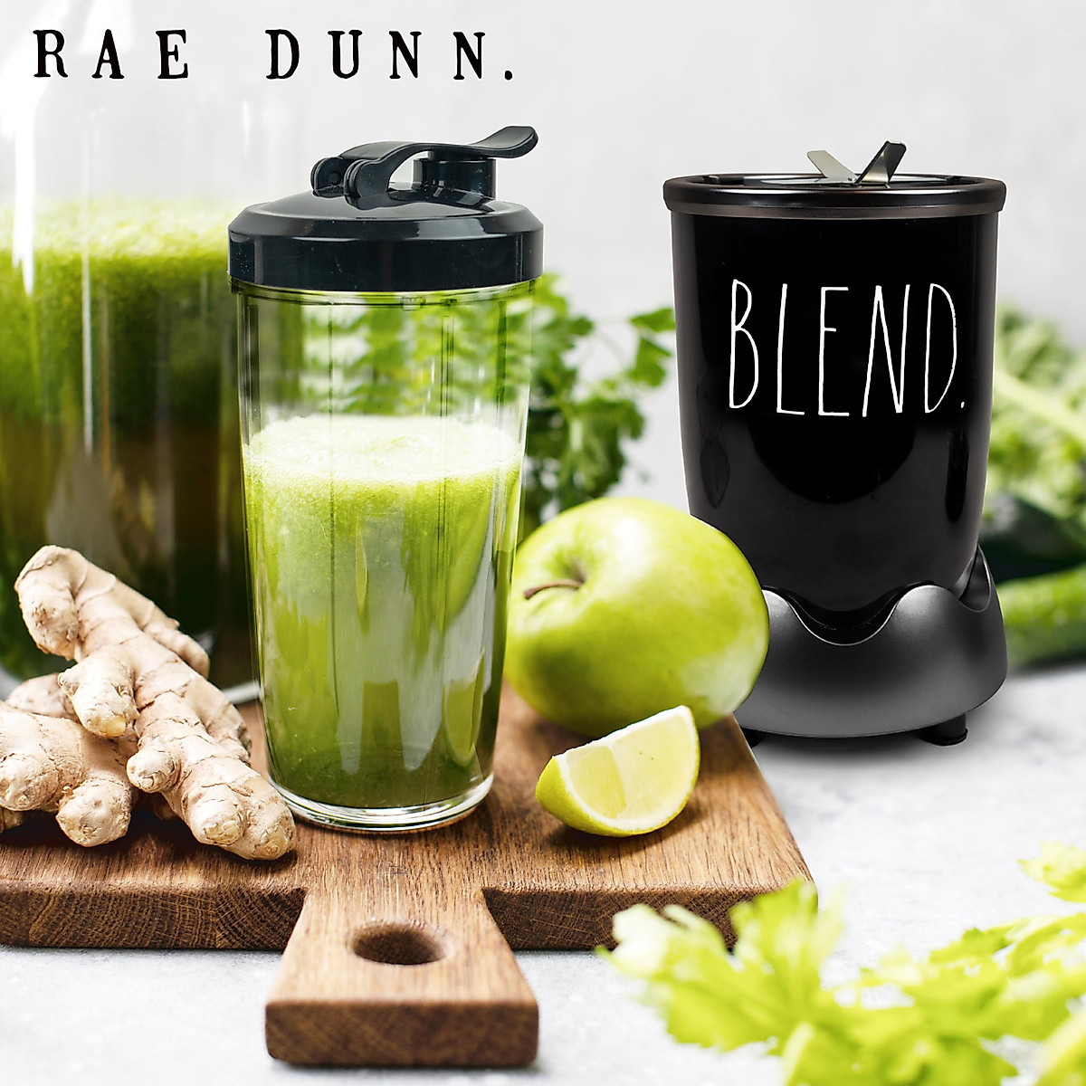 Rae Dunn Personal Blender 600W | 24oz Capacity | BPA-Free Jar | Crushes Ice | Leak-Proof | Anti-Slip Feet | Dishwasher Safe, Black
