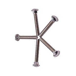 Yinpecly 5Pcs M12×80mm 1.75mm Pitch Length 304 Stainless Steel Round Domed Head Square Neck Carriage Bolts Silver Tone